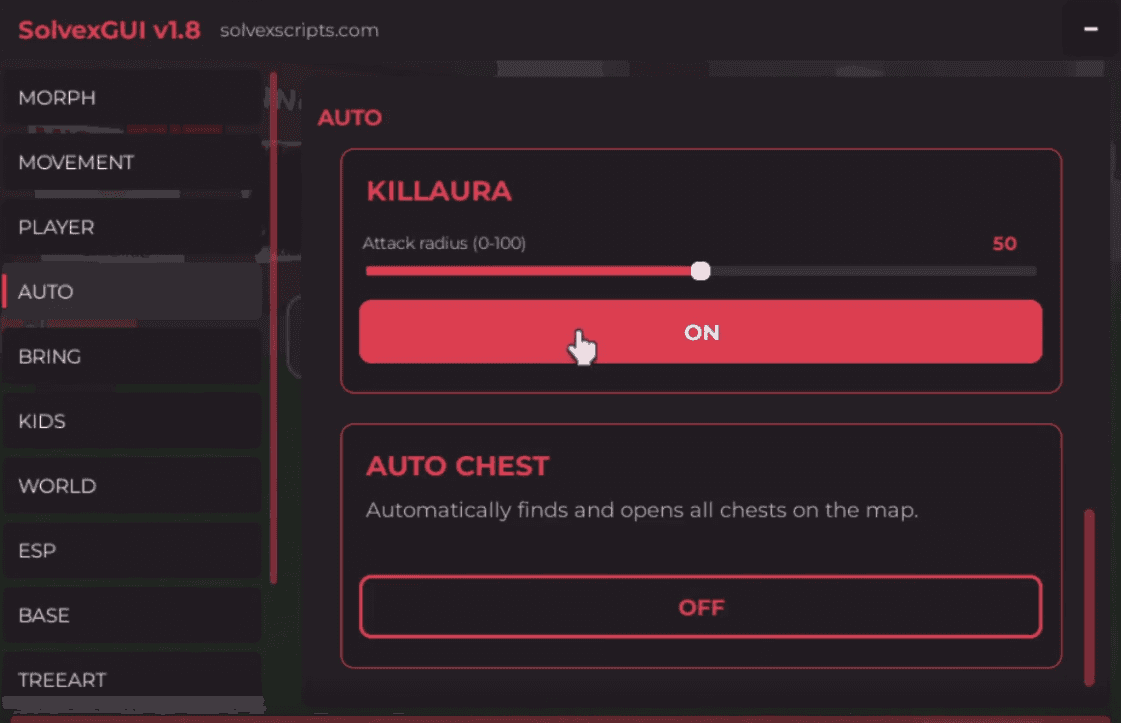 Solvex GUI | Auto campfire, Kill Aura | Script Hub